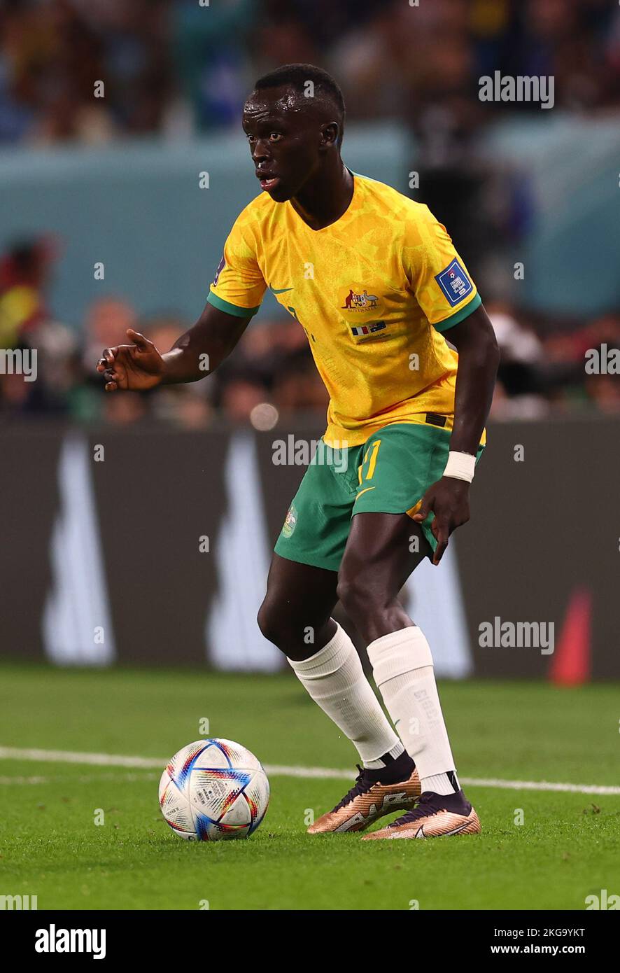 Al Wukair, Qatar, 22nd November 2022. Garang Kuol of Australia during ...