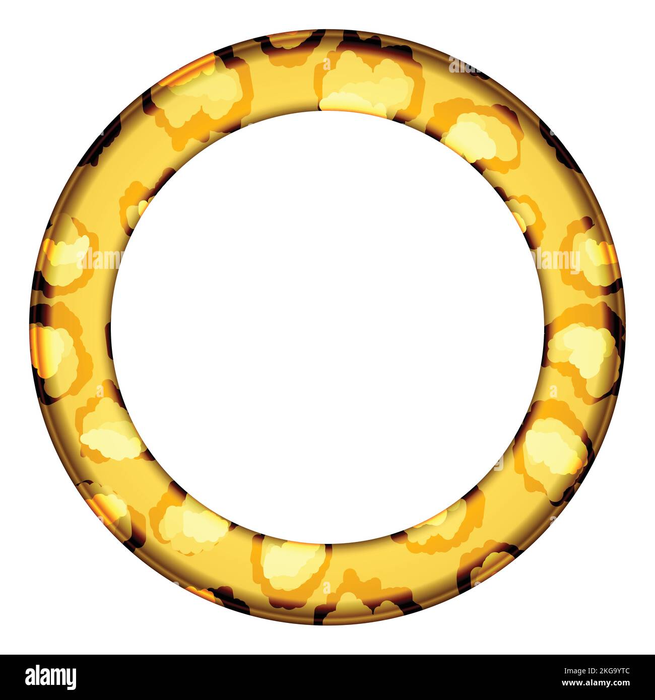 Decorative round border with animal print. Trendy leather skin. Golden ...