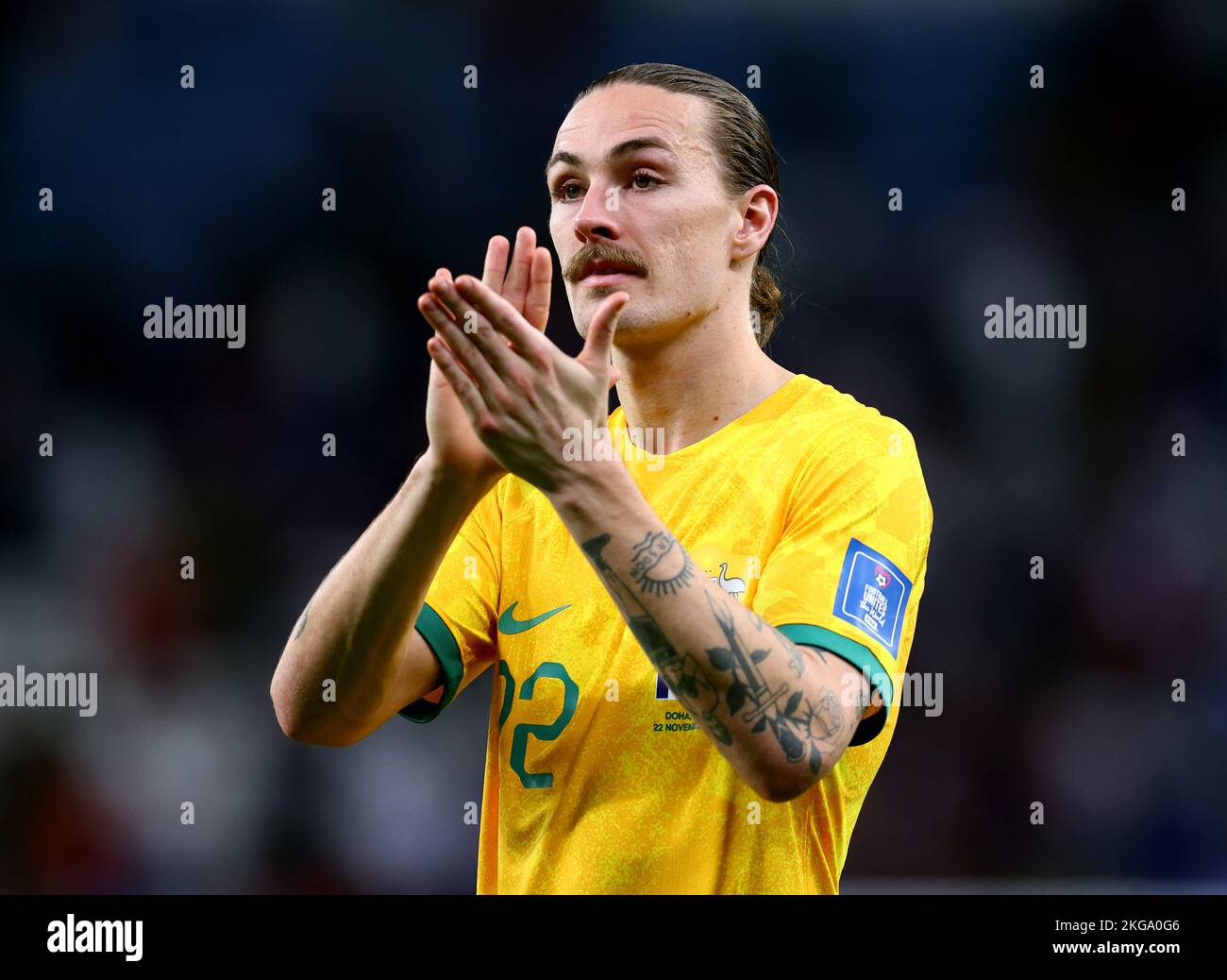 Al Wukair, Qatar, 22nd November 2022. Jackson Irvine of Australia ...