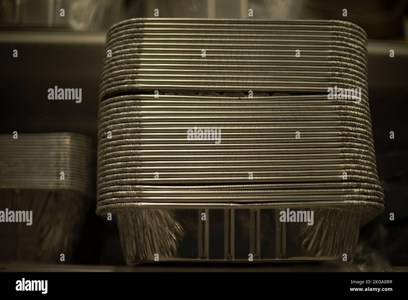 Baking trays. Goods in supermarket. Kitchen utensils. Baking container ...