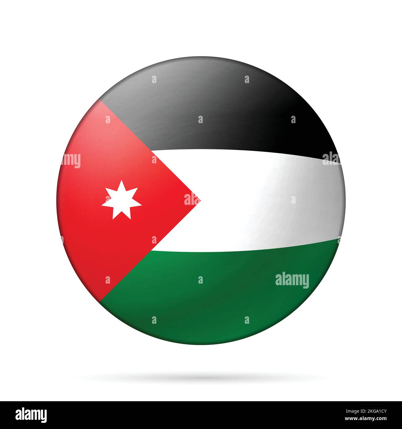 Glass light ball with flag of Jordan. Round sphere, template icon ...