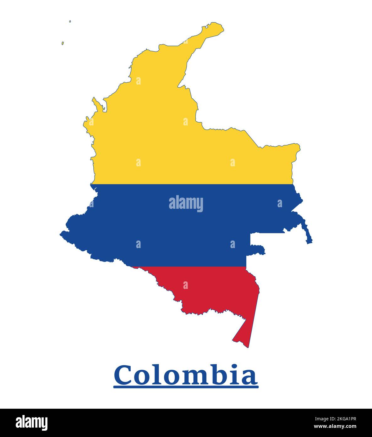 The Colombia map in flag colors isolated on white background Stock ...