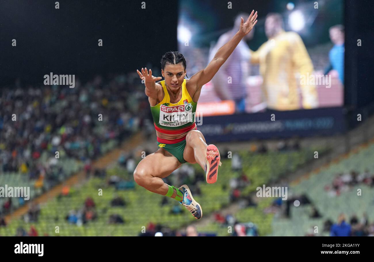 Dovilė Kilty participating in the long jump of the European Athletics ...