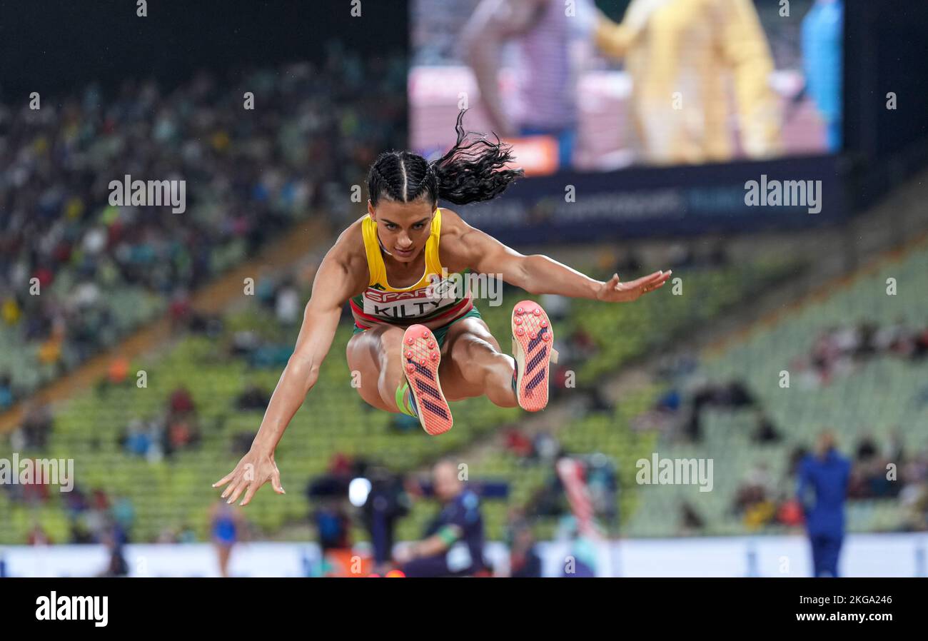 Dovilė Kilty participating in the long jump of the European Athletics ...