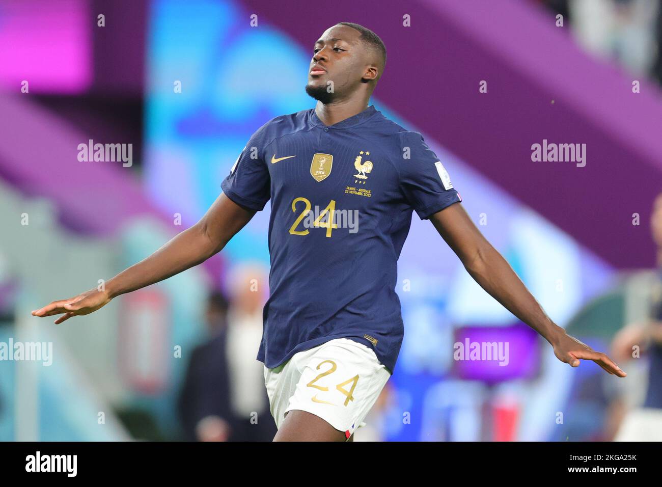 Al Wakrah Qatar 22nd Nov 2022 Ibrahima Konate Of France Reacts