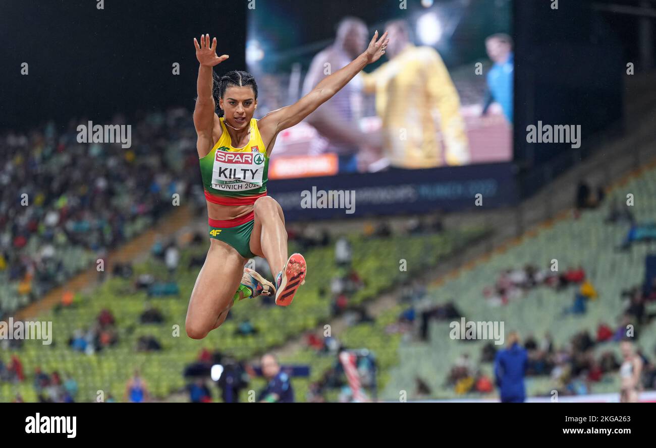 Dovilė Kilty participating in the long jump of the European Athletics ...