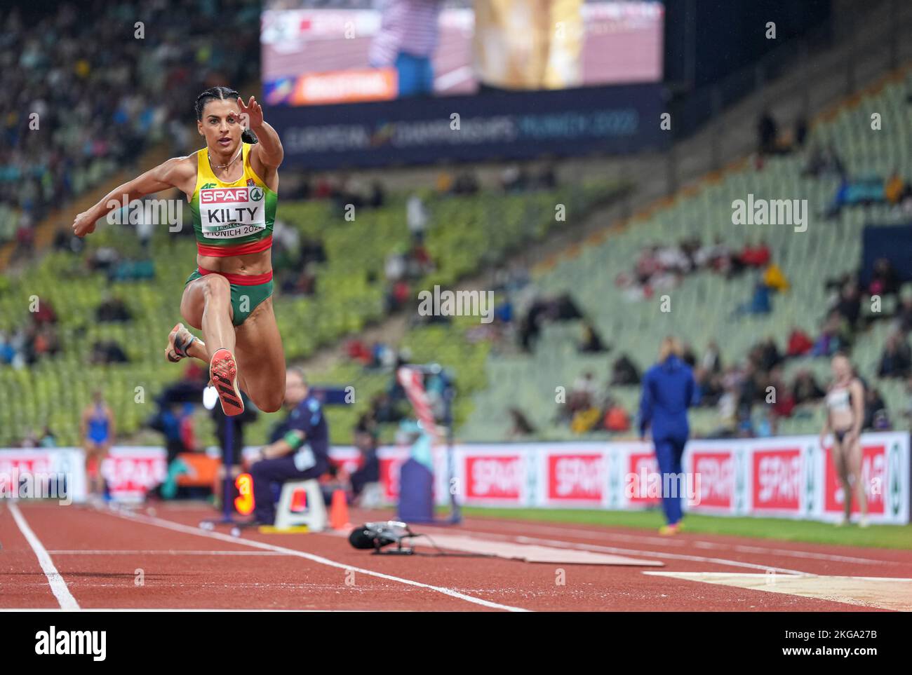 Dovilė Kilty participating in the long jump of the European Athletics ...