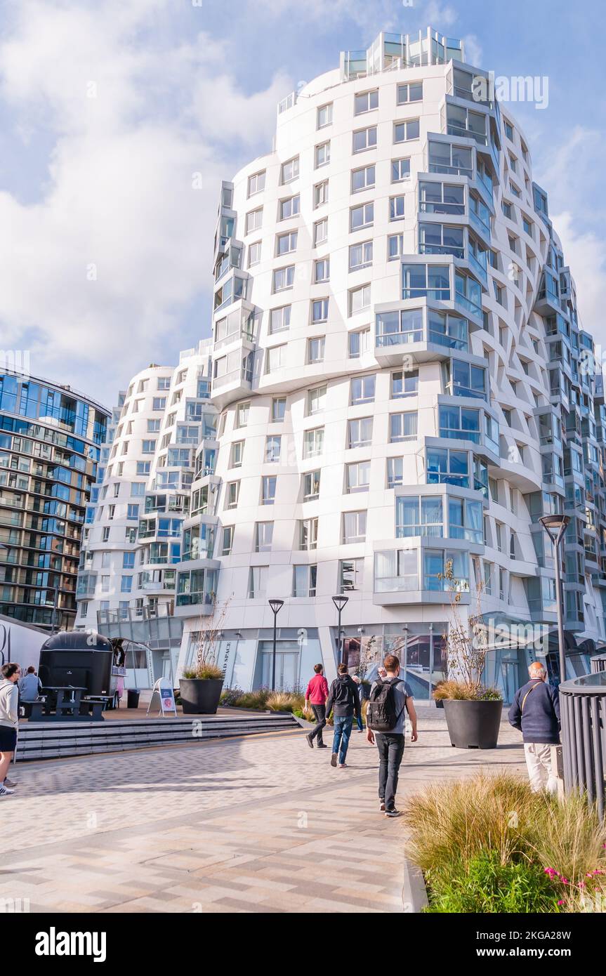 Facade Residential building at Battersea power station area in London ...