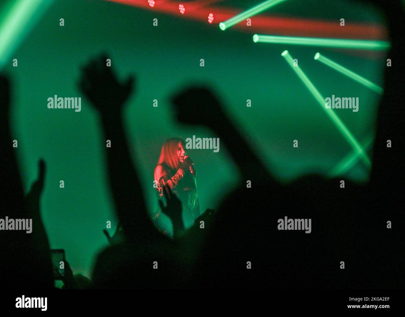 Sonya Tayurskaya of Little Big, a Russian rave band, performing live at ...