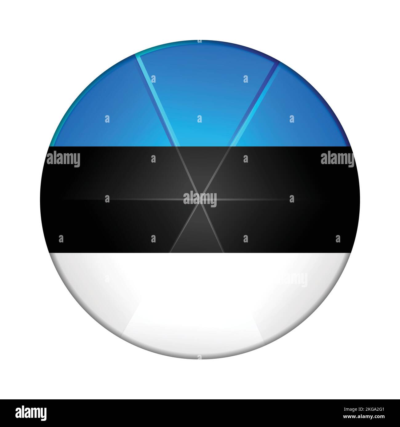 Glass light ball with flag of Estonia. Round sphere, template icon ...
