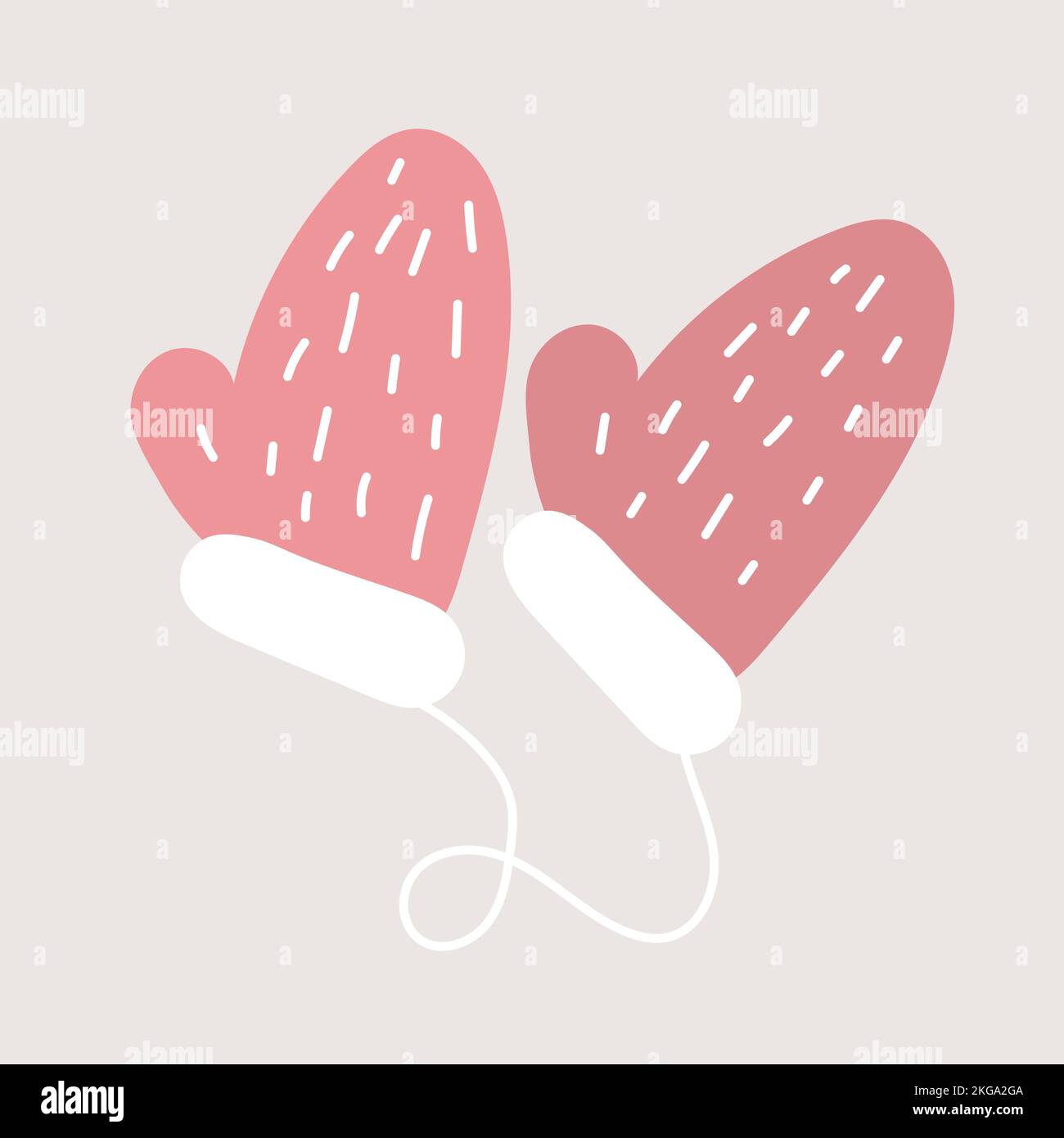 Pink mittens on grey background. Hand drawn vector illustration for ...