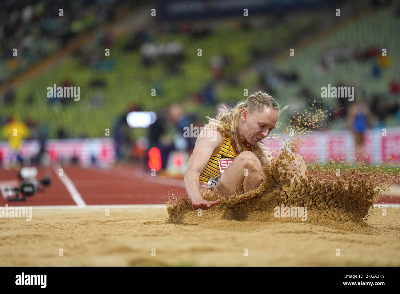 Neele Eckhardt participating in the long jump of the European Athletics ...
