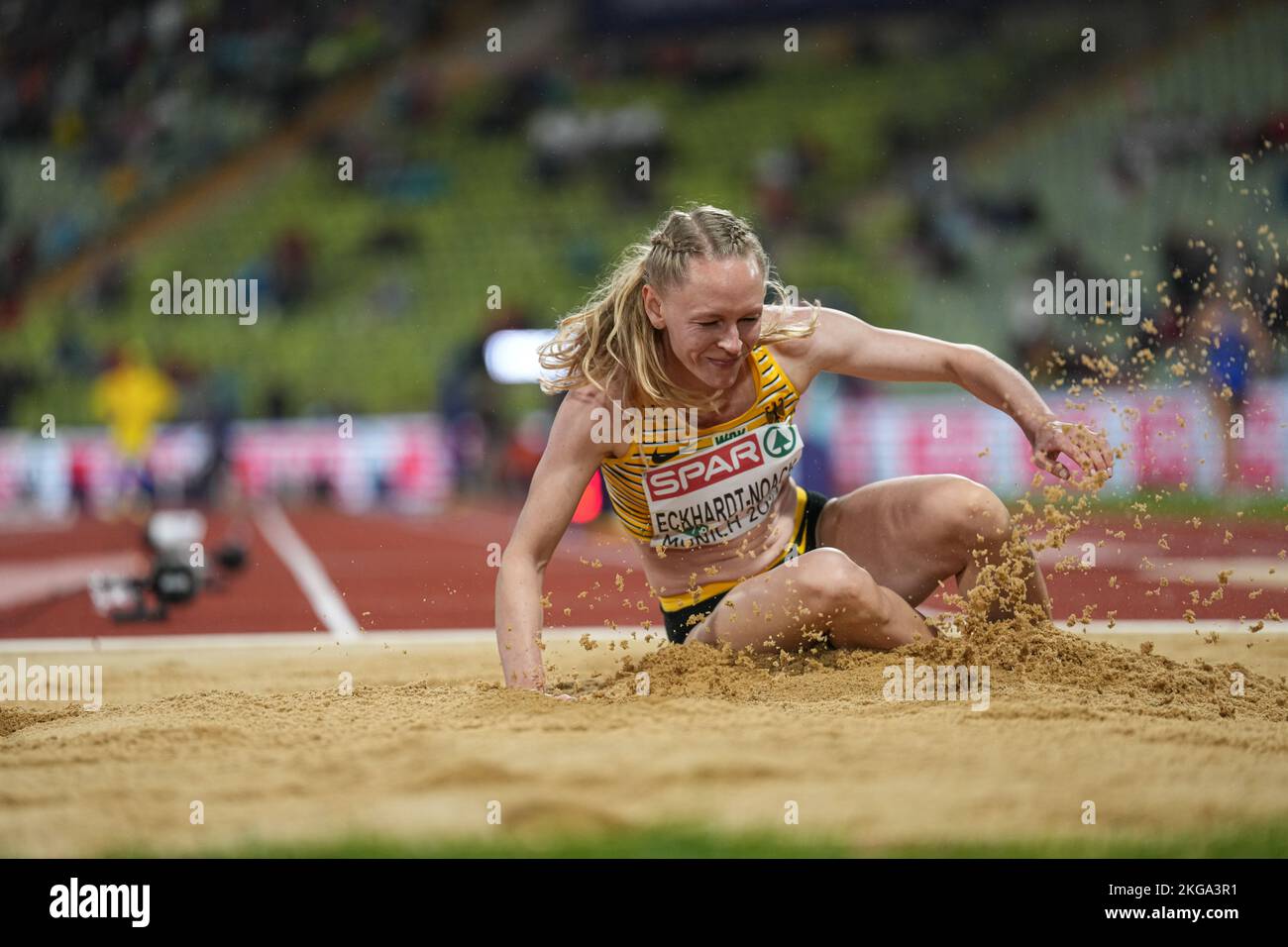 Neele Eckhardt participating in the long jump of the European Athletics ...