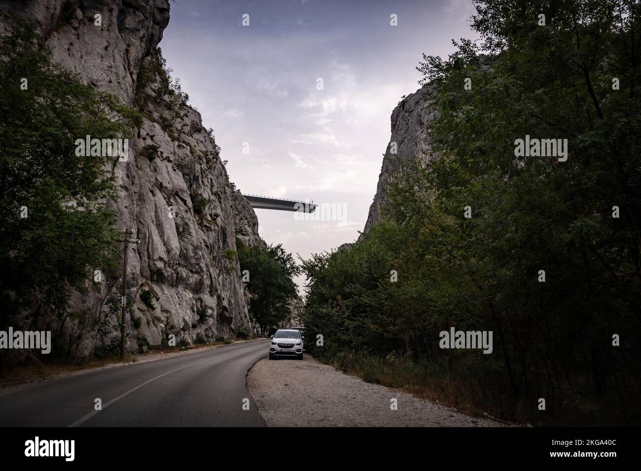 Omis, Croatia-August 18th, 2022: New bridge construction passing ...
