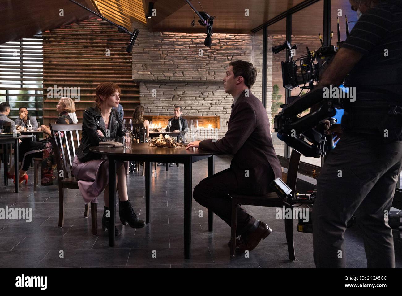 THE MENU, from left: Anya Taylor-Joy, Nicholas Hoult, on set, 2022. ph ...