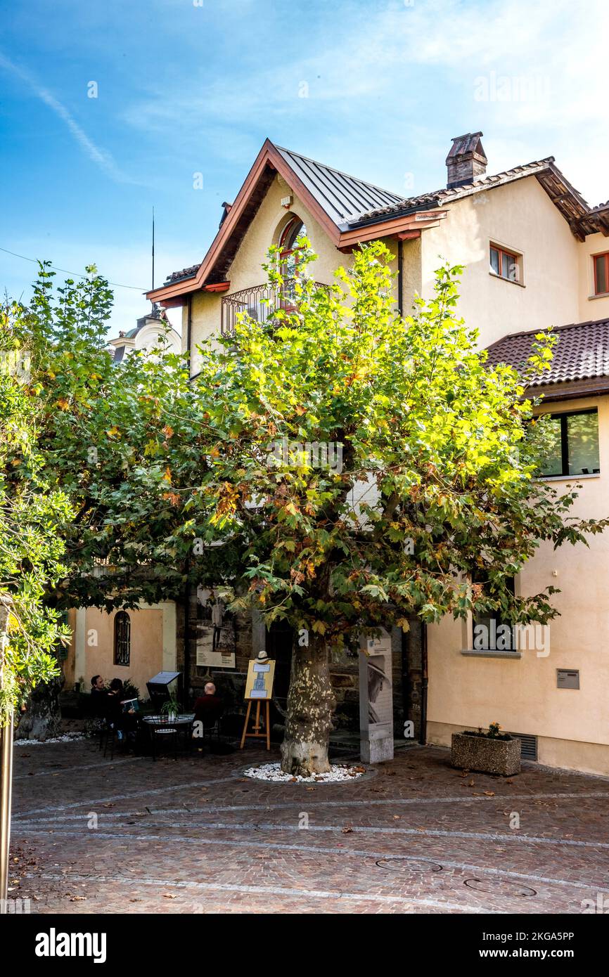 Exterior view of the house museum of Hermann Hesse in Montagnola, a ...