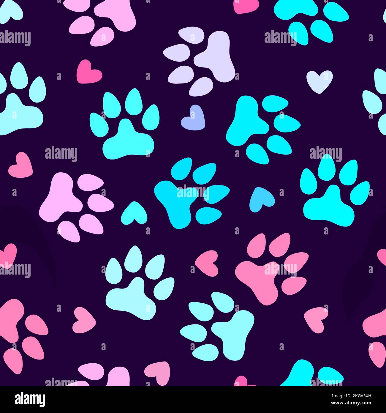 Cartoon animals seamless footprints dog cat pattern for wrapping paper ...