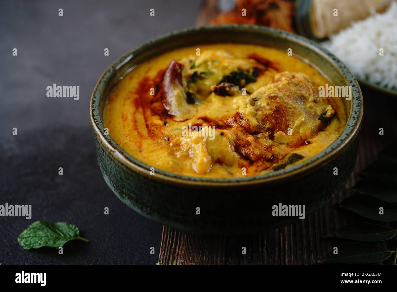 Homemade Punjabi Kadhi pakora served with rice and roti Stock Photo - Alamy