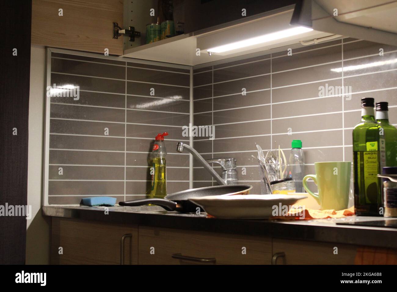 Untidy kitchen in a student apartment in Sweden Stock Photo - Alamy