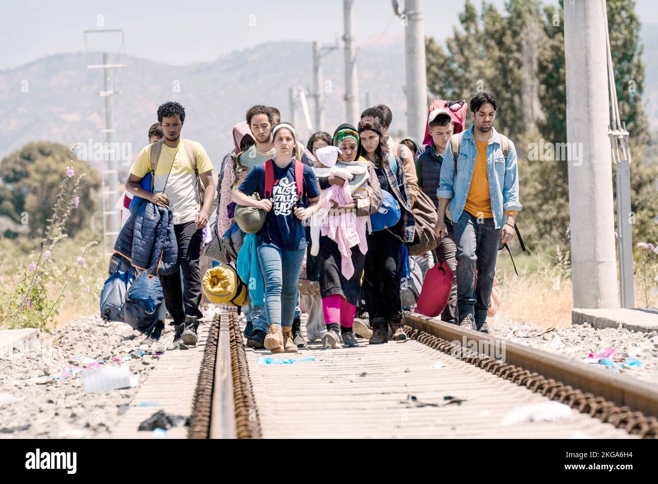 THE SWIMMERS, front, from left: Elmi Rashid Elmi, Ahmed Malek, Nathalie ...