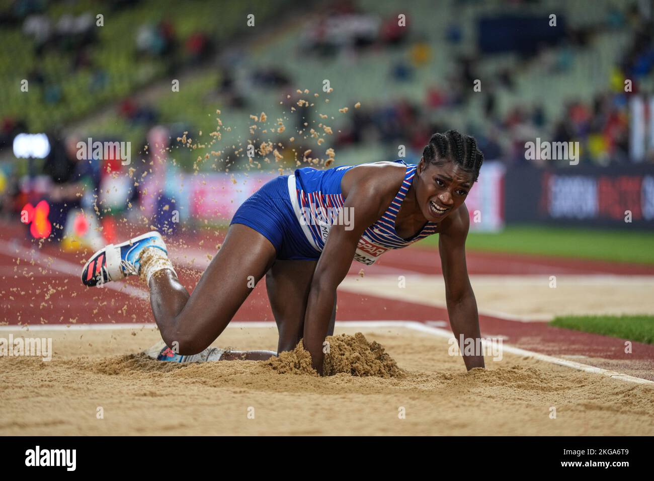 Naomi Metzger participating in the long jump of the European Athletics ...