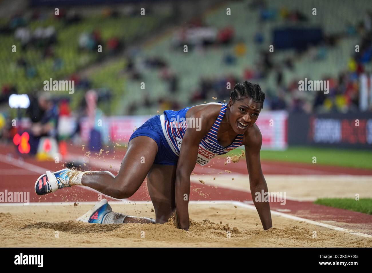 Naomi Metzger participating in the long jump of the European Athletics ...