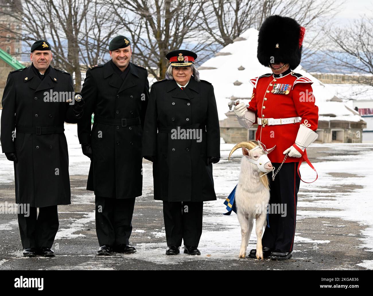 Governor General Mary Simon, centre, poses with Batisse, the official ...