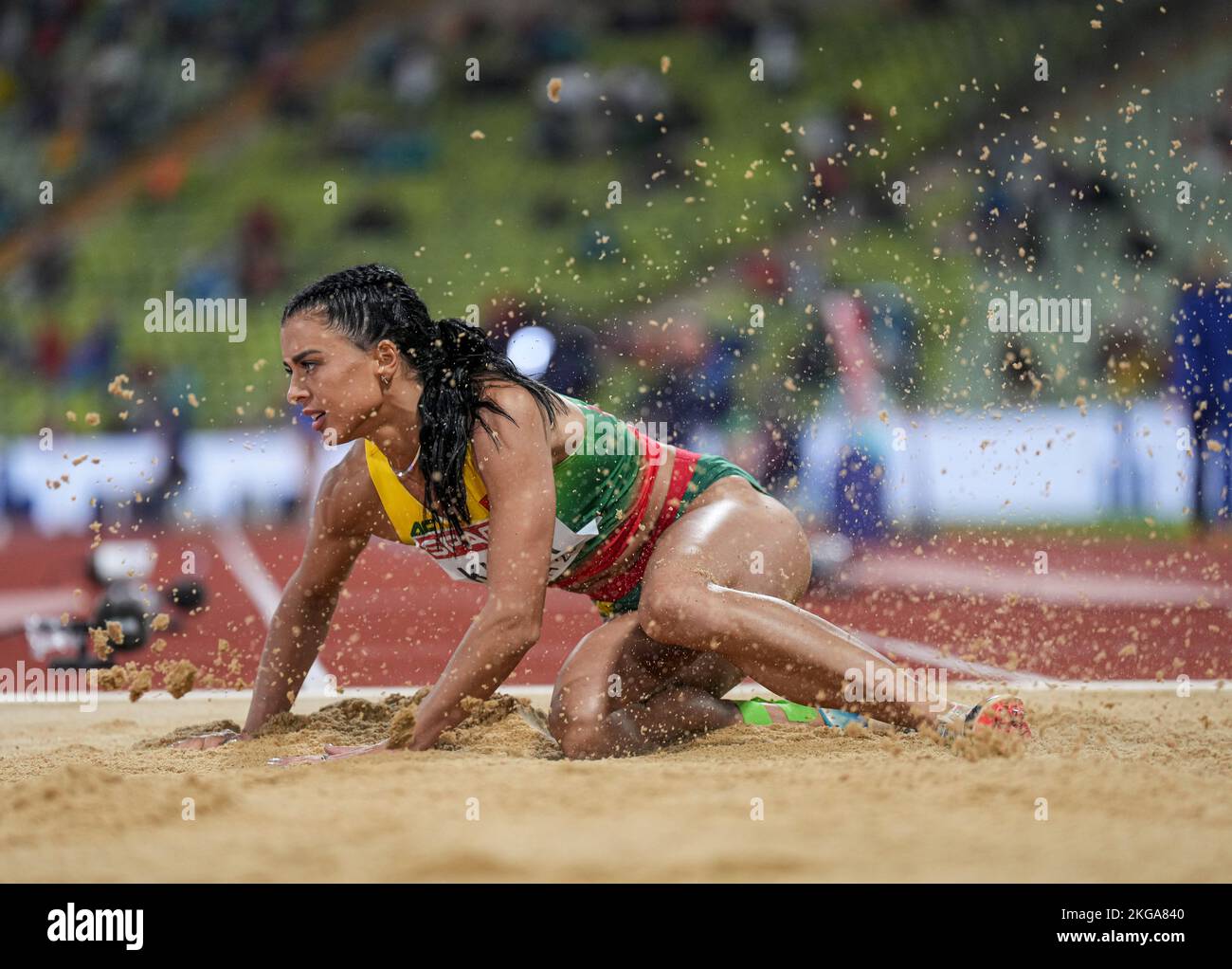 Dovilė Kilty participating in the long jump of the European Athletics ...