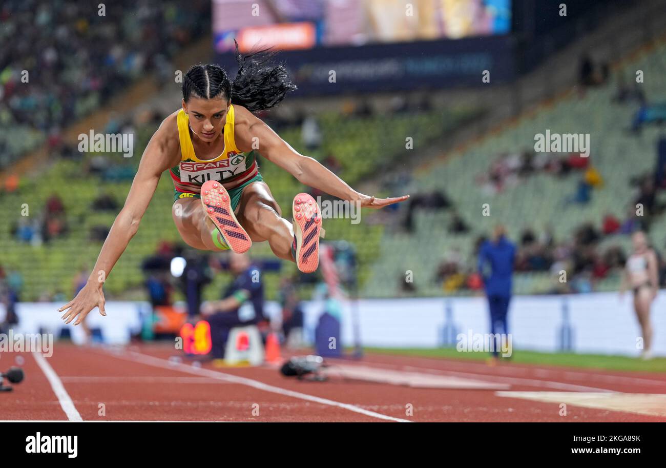 Dovilė Kilty participating in the long jump of the European Athletics ...