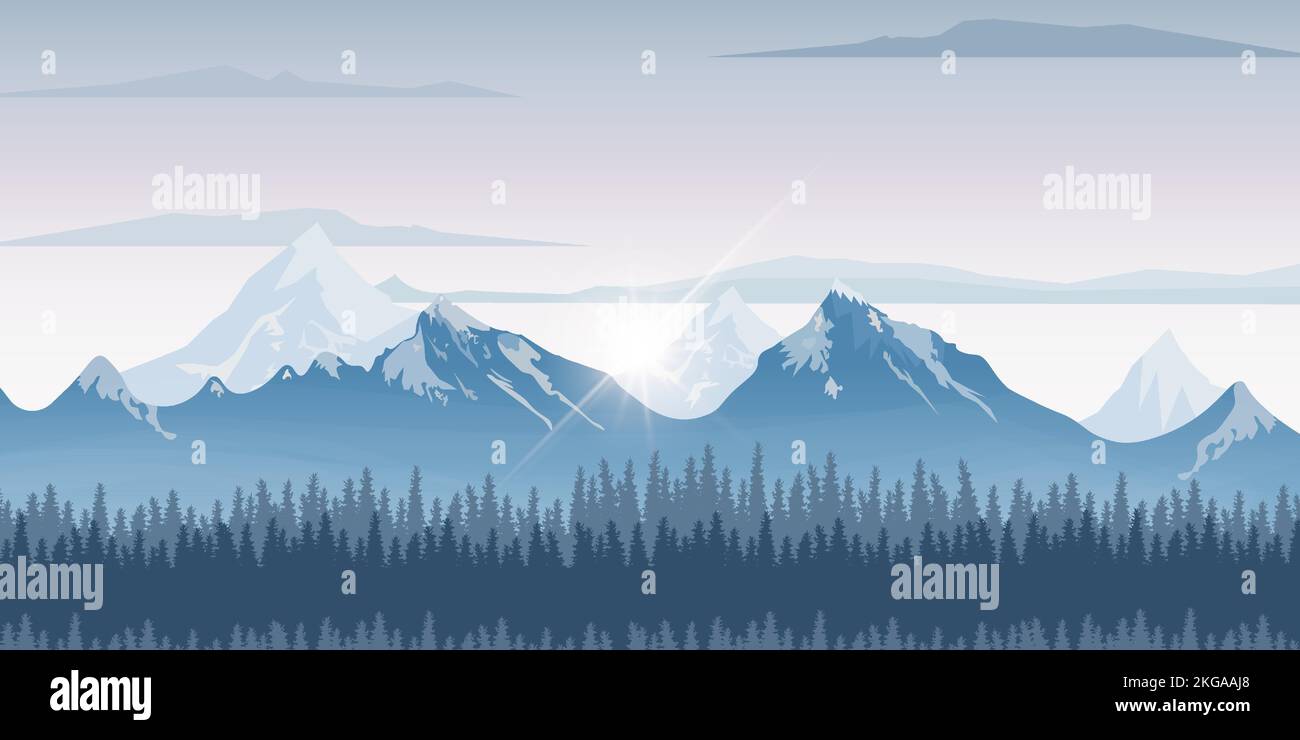Gorgeous snowy mountain landscape. Winter Mountains landscape with ...