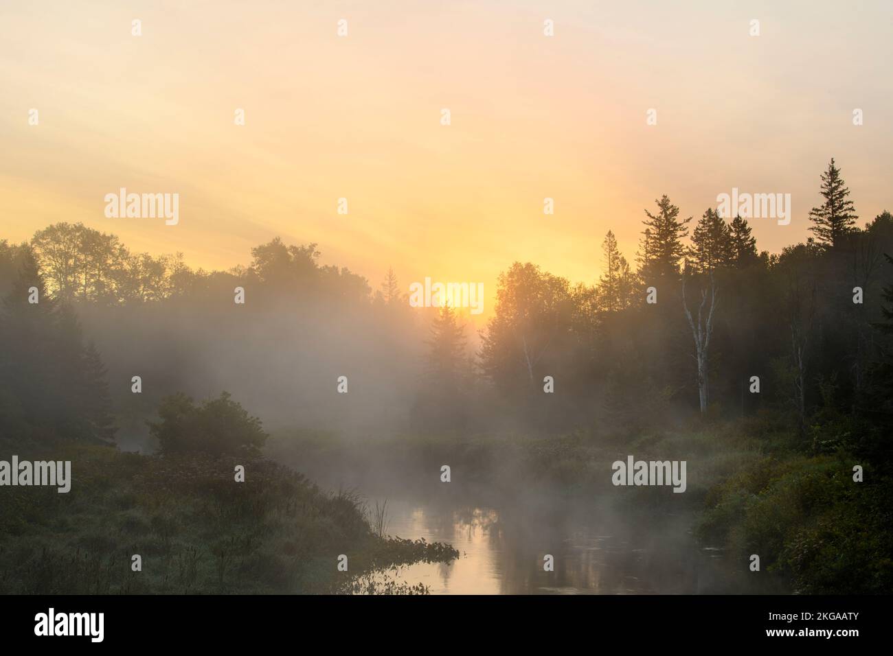 Sunrise skies over Junction Creek, Greater Sudbury, Ontario, Canada ...