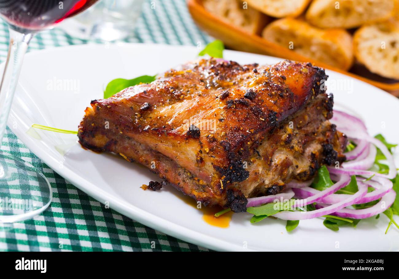 Roasted rack of pork Stock Photo - Alamy