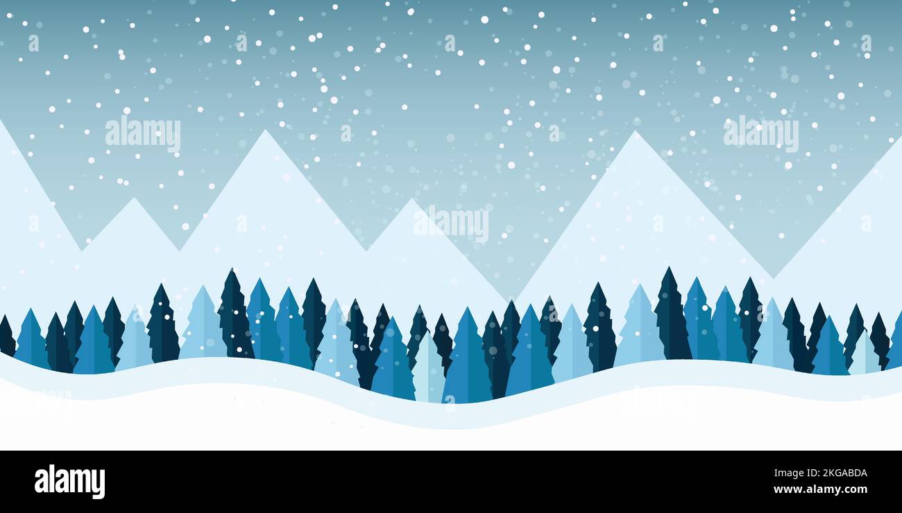 Snowscape nature scene icon. Winter landscape with mountains and ...