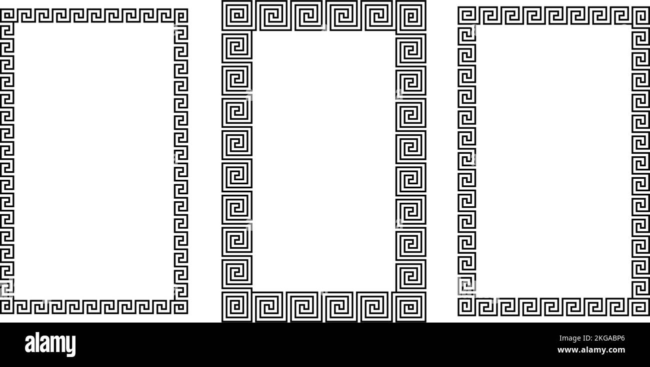 Greek ornament rectangle frame set. Meander rectangle patterns ...