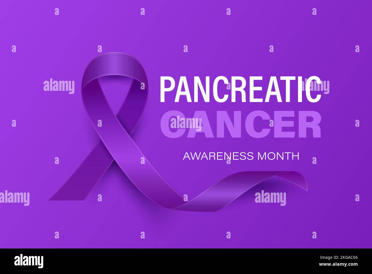 Pancreatic Cancer Banner, Card, Placard with Vector 3d Realistic Purple ...