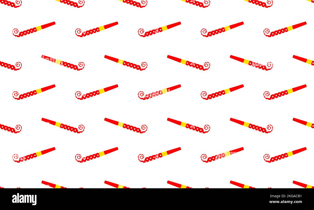 Party noisemakers seamless pattern. Red polka dot blowers background ...