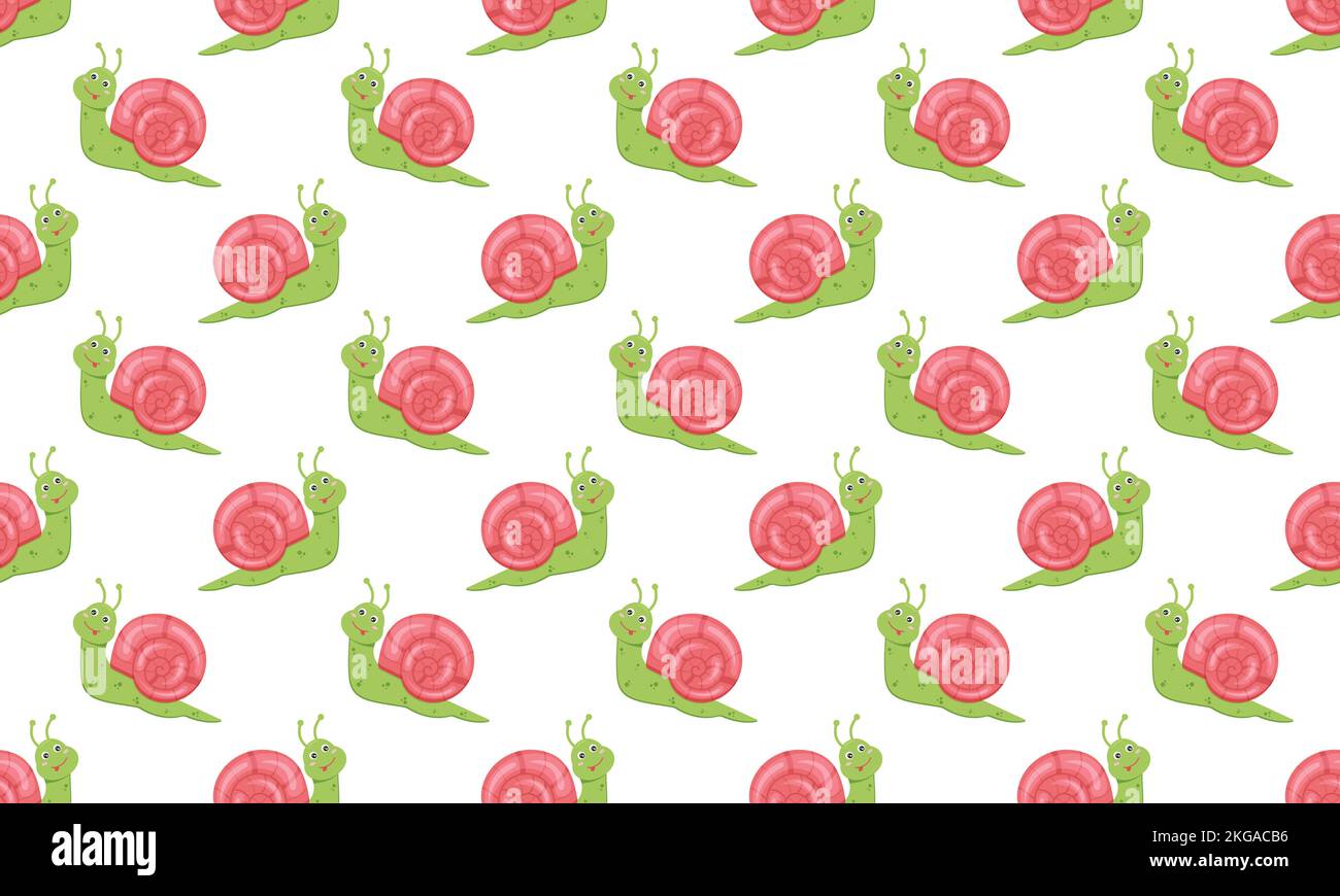 Cute snail character seamless pattern. Design for kids cloth, bedcloth ...