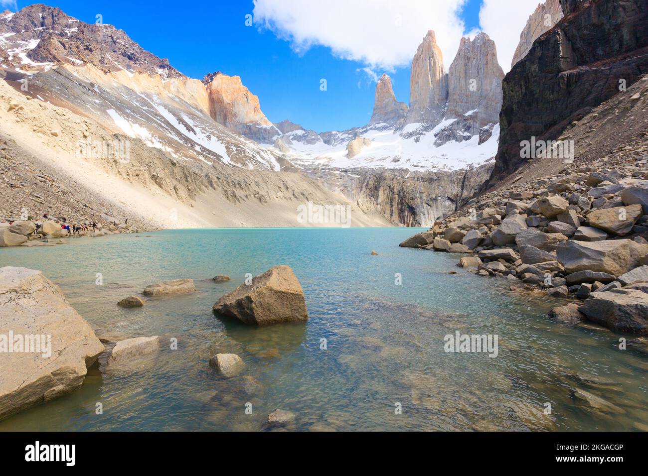 Torres del Paine peaks view, Chile. Base Las Torres viewpoint. Chilean ...