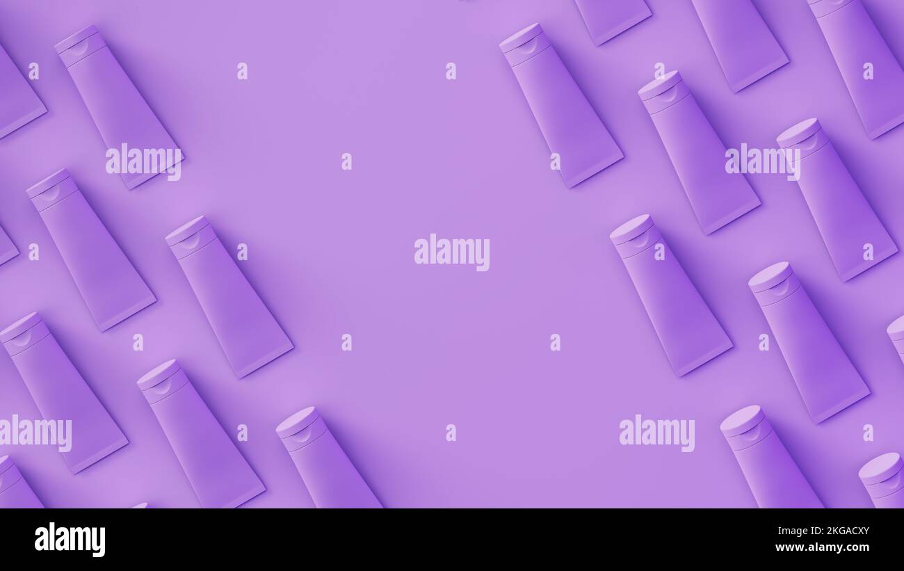 Lavender cosmetic tubes with soft shadow on background. Perfect ordered ...