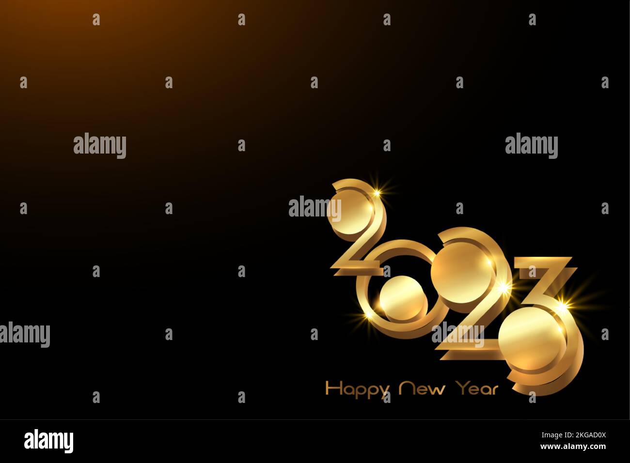2023 golden 3D numbers, Happy New Year. banner template Christmas theme ...