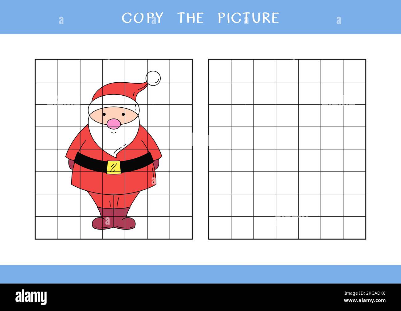 Copy the picture of cute Santa Claus. Simple educational game for kids ...