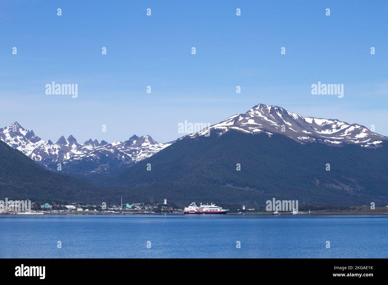 Southernmost city in the world. Puerto Williams cityscape from Beagle ...