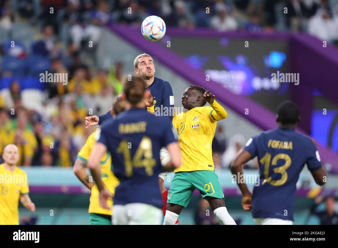 Al Wakrah, Qatar. 22nd Nov, 2022. (L to R) Antoine Griezmann (FRA ...