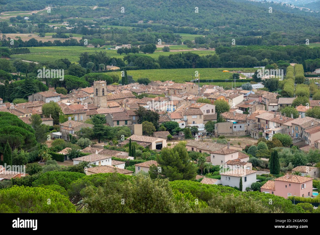 Global view of Plan-de-la-Tour, a village in Massif des Maures with a ...