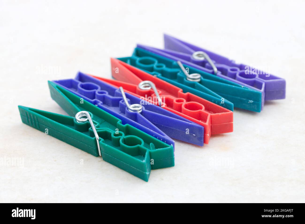 Image of a group of various colored plastic clothespins used to hang ...
