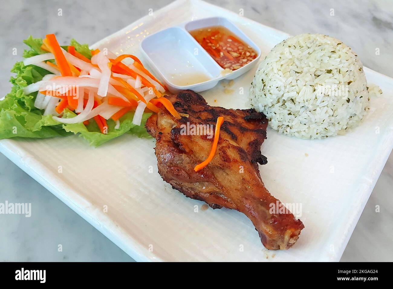 Chicken Grill with Rice at Cafe Jakarta Indonesia Stock Photo - Alamy