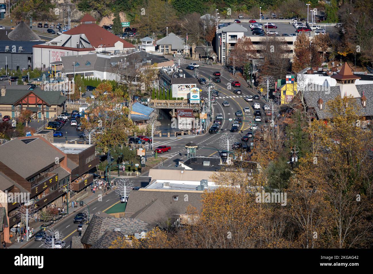 A panoramic view of downtown Gatlinburg, Tennessee Stock Photo - Alamy