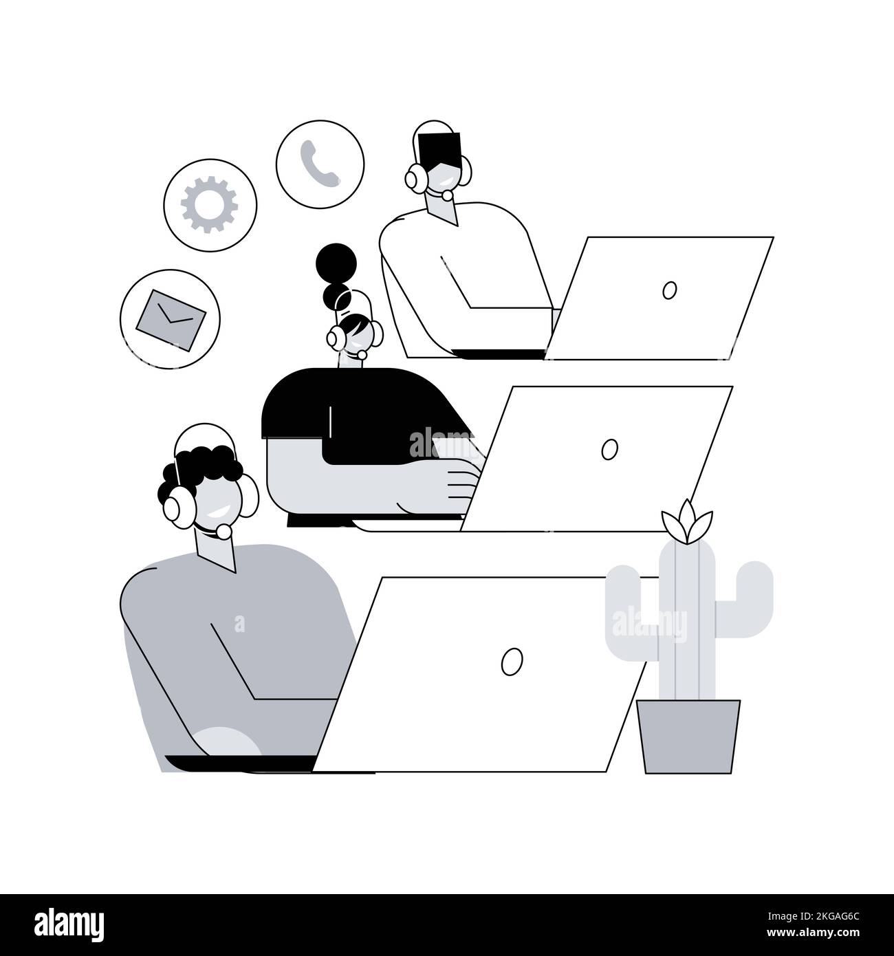 Call center abstract concept vector illustration. Handling call system ...