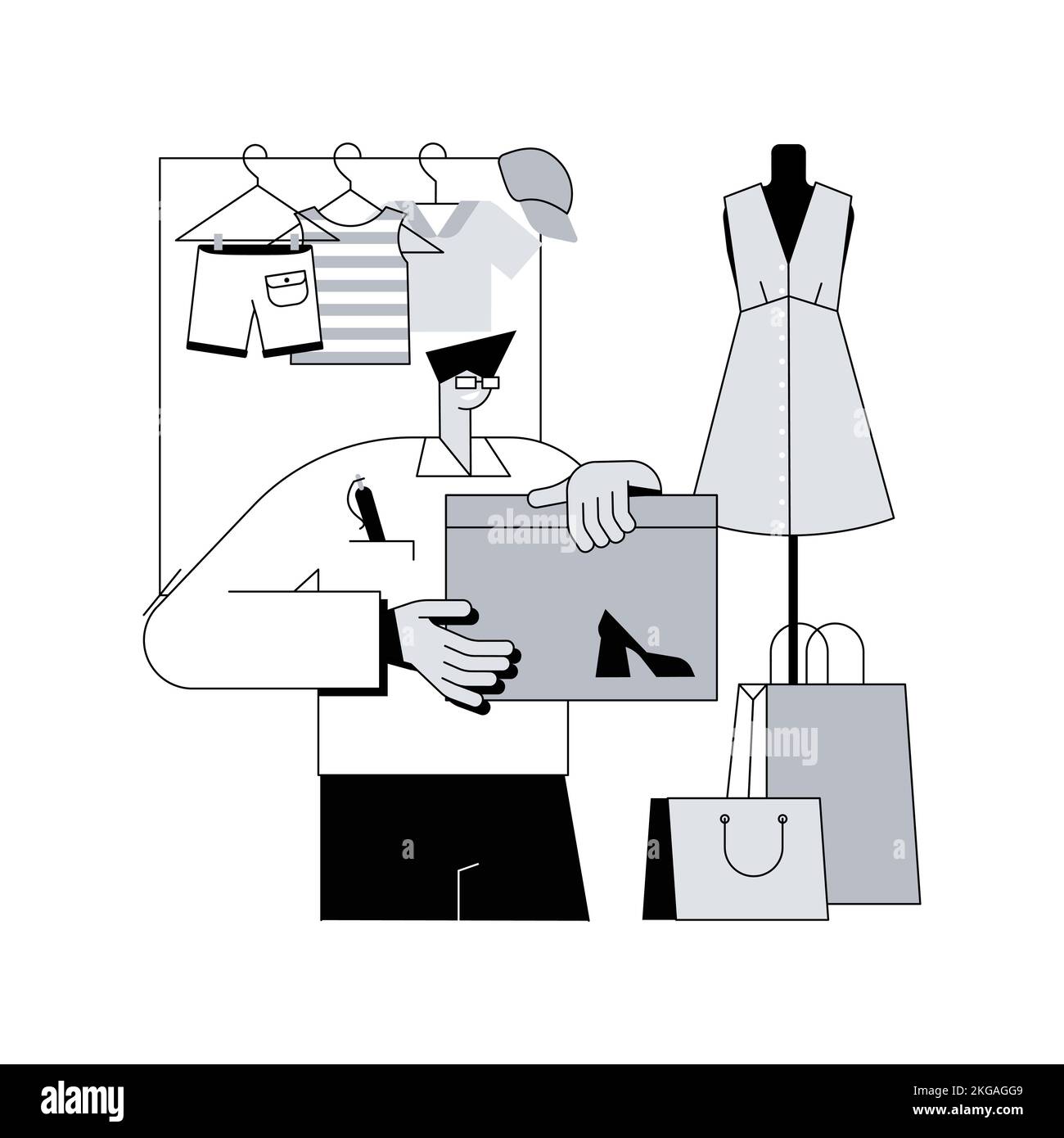 Shop assistant abstract concept vector illustration. Shopping mall ...