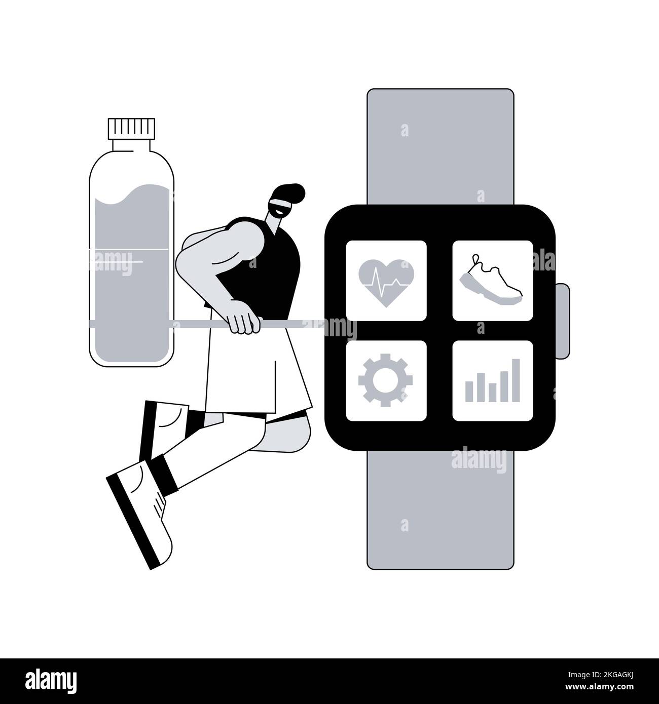 Connected workout abstract concept vector illustration. Digitally ...